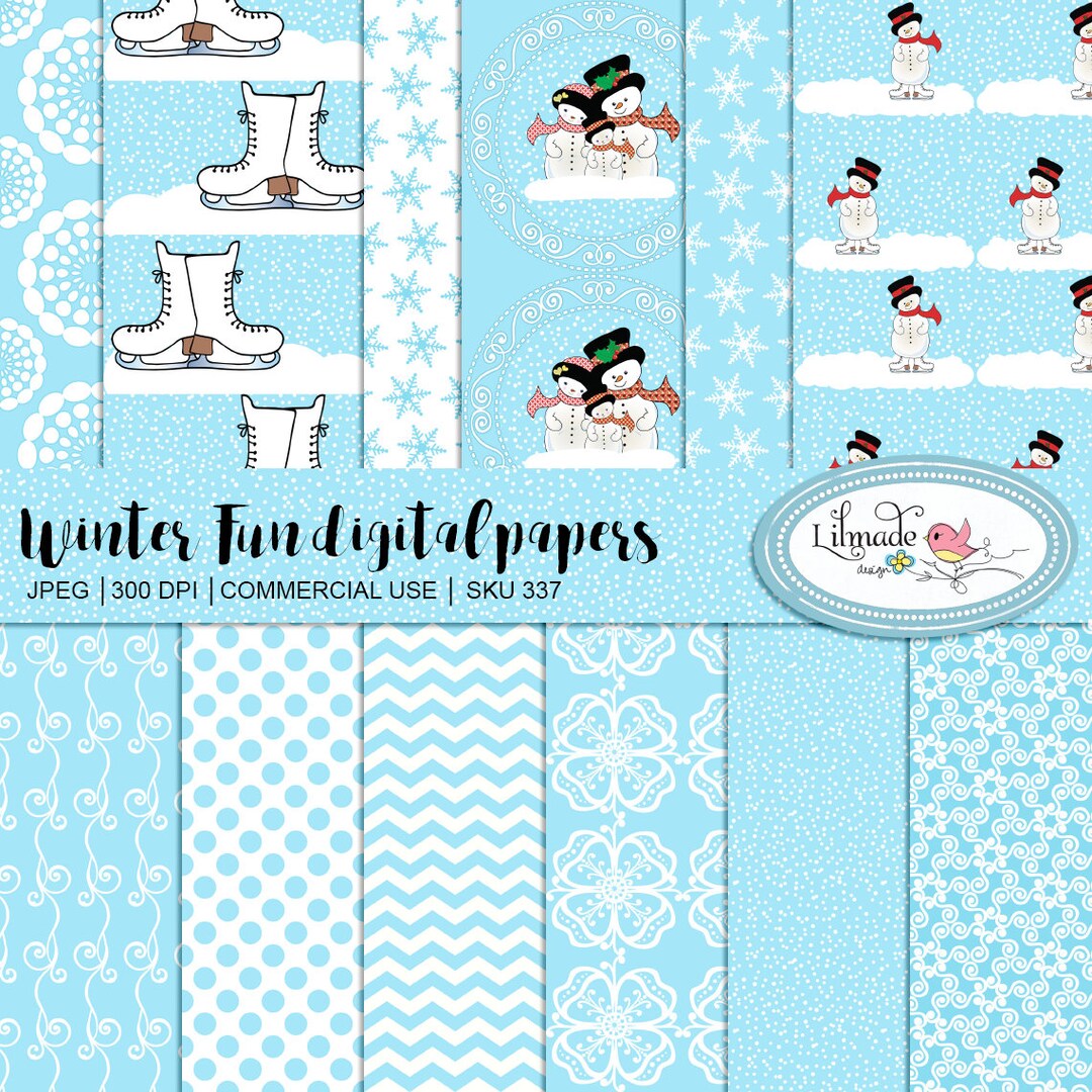 Winter Digital Paper, Snow Digital Paper, Christmas and Winter Paper ...