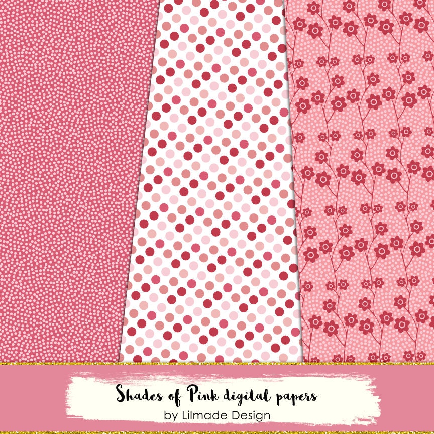 Valentine's Day Inspired Digital Paper, Shades of Pink Digital Paper ...