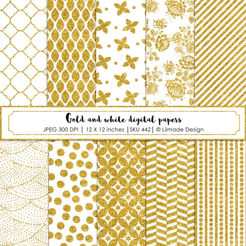 Gold Glitter Digital Paper, Glitter Paper, Gold Glitter Scrapbook Paper ...