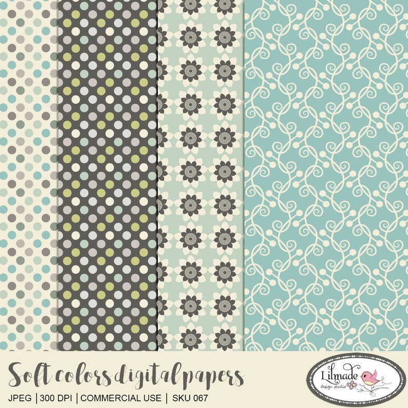 Vintage style floral digital paper for commercial use in soft | Etsy