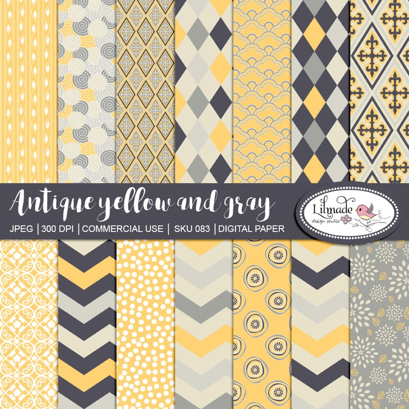 Chevron Yellow Gray - Etsy