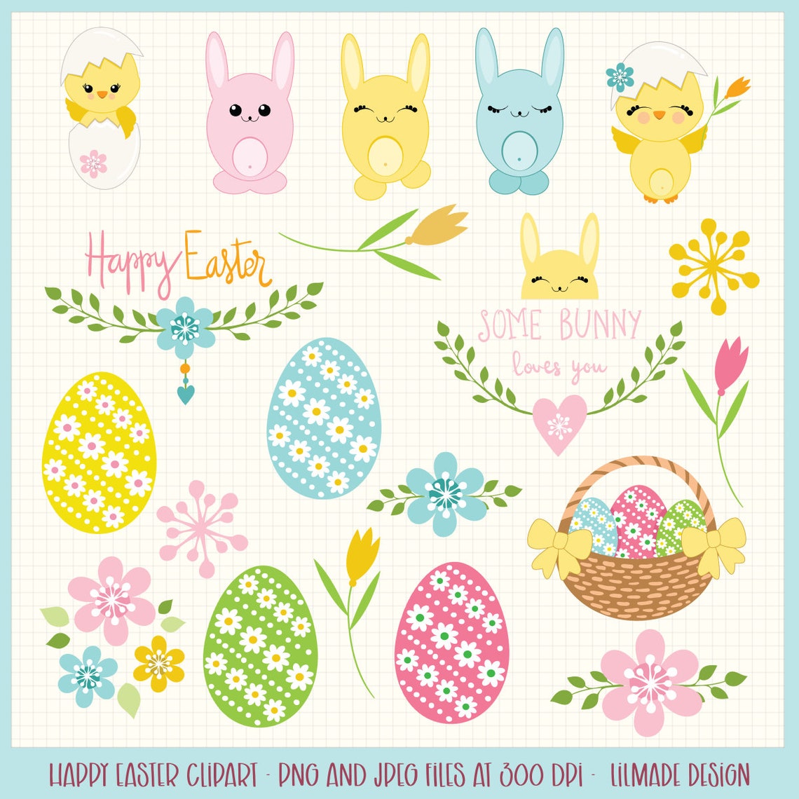 Easter Clipart, Easter Bunny Clipart, Easter Egg, Some Bunny Loves You ...