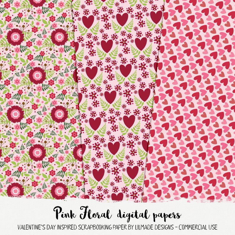 Digital paper Valentine's Day digital paper shabby rose | Etsy