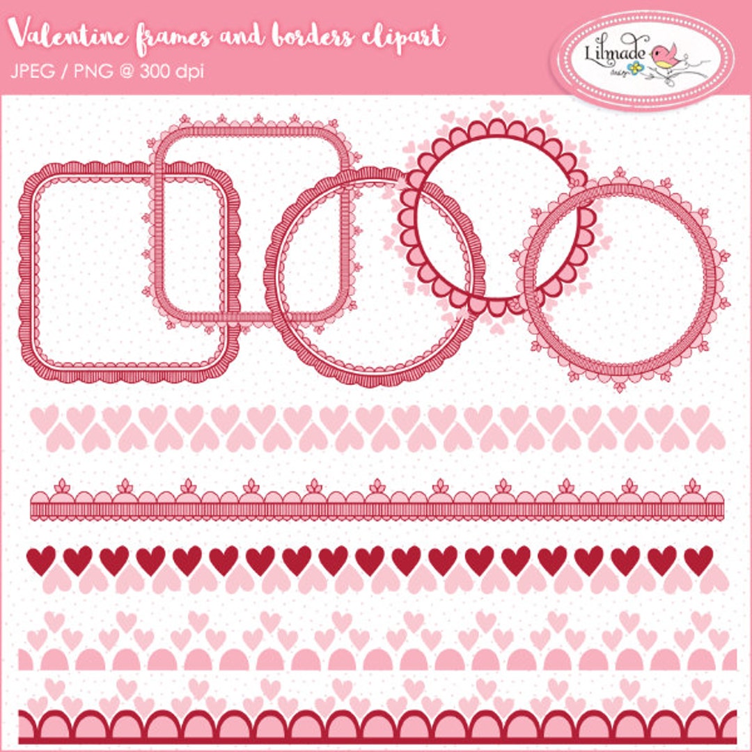 Valentine Digital Frames, Frame Clipart, Valentine Border Clipart ...