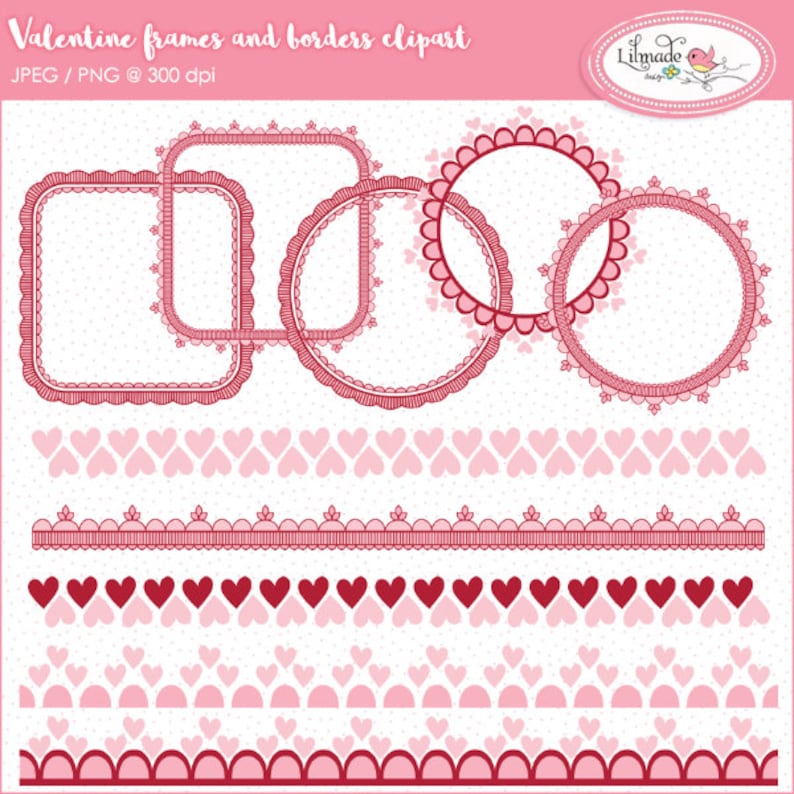 Valentine Digital Frames, Frame Clipart, Valentine Border Clipart ...
