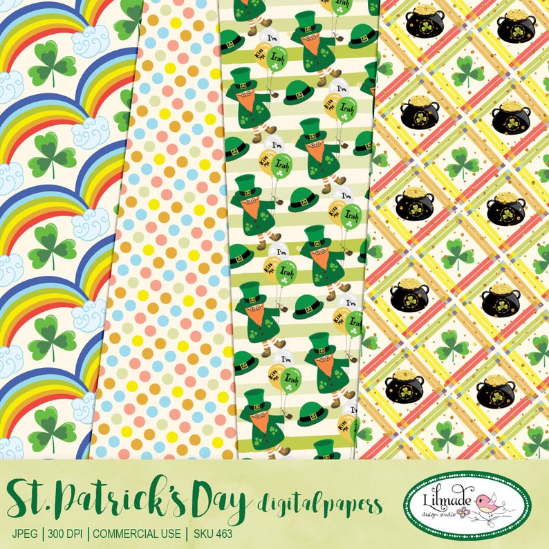 St Patrick's Day Digital Paper, St Patrick's Day Scrapbook Paper ...