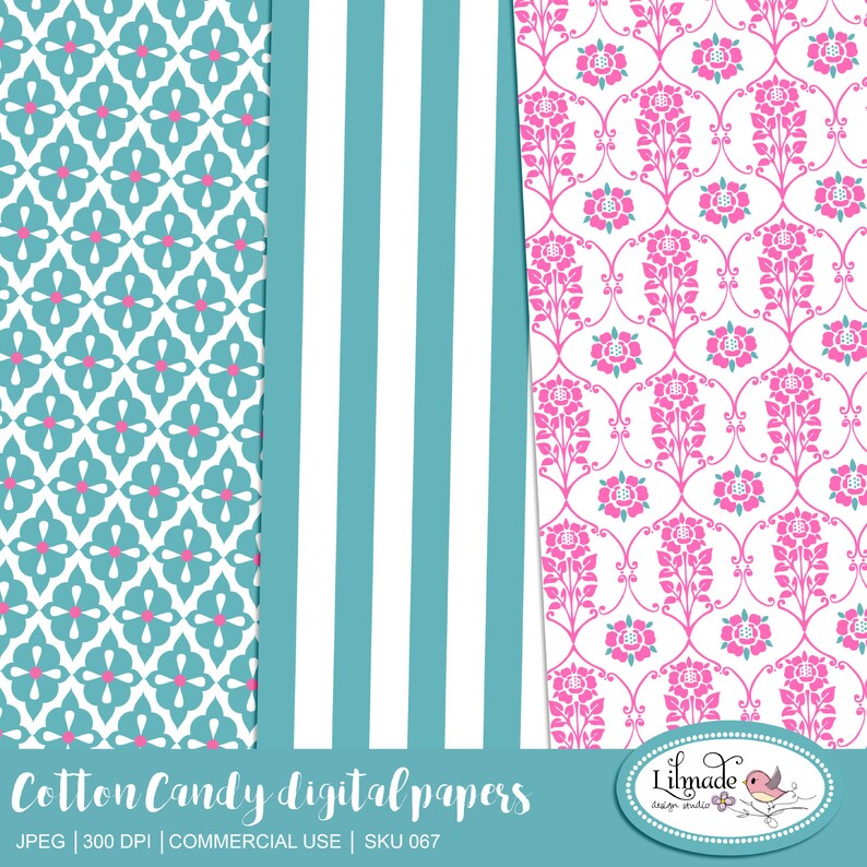 Cotton Candy Digital Paper, Damask Paper, Zebra Digital Paper, Vintage ...
