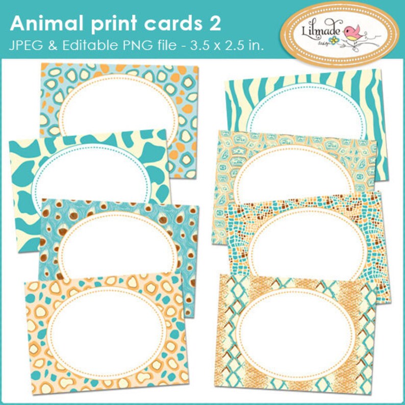 Animal Print Cards Editable PDF Cards Printable Cards - Etsy