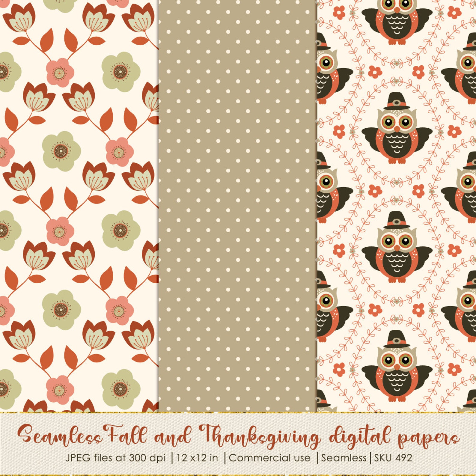 Seamless Folk Fall Digital Paper Thanksgiving Paper Fall - Etsy