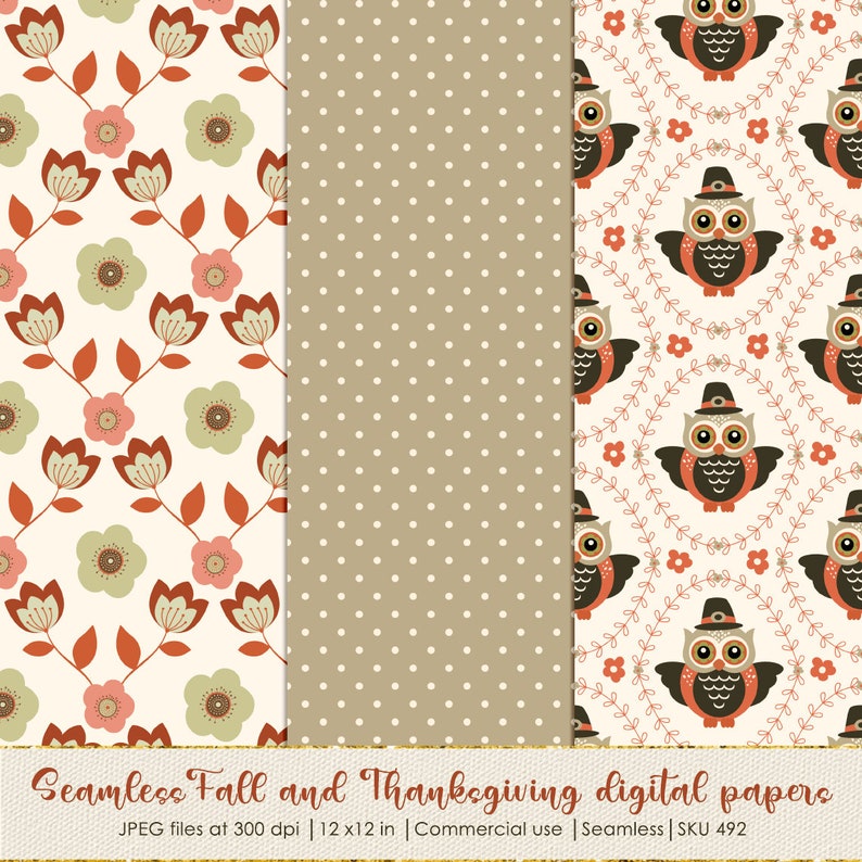 Seamless Folk Fall Digital Paper Thanksgiving Paper Fall | Etsy