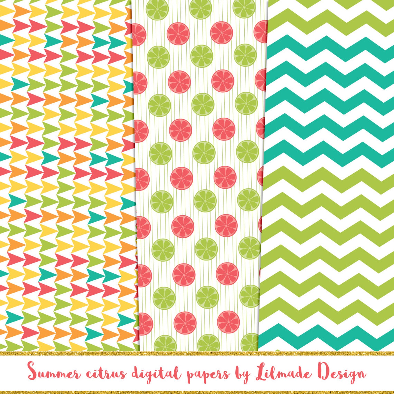 Summer Citrus Digital Paper Digital Scrapbook Papers Fruit - Etsy