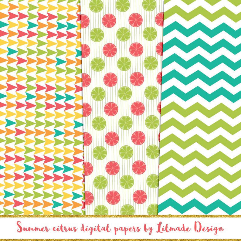 Summer Citrus Digital Paper Digital Scrapbook Papers Fruit - Etsy
