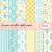 Turquoise and Yellow Digital Papers Featuring Floral and Geometric ...