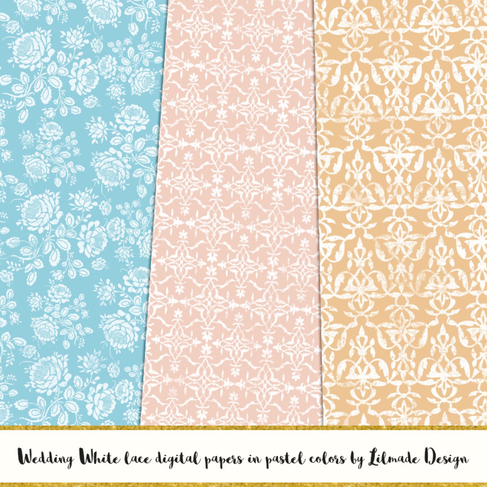 Lace digital paper vintage paper damask pattern pastel | Etsy