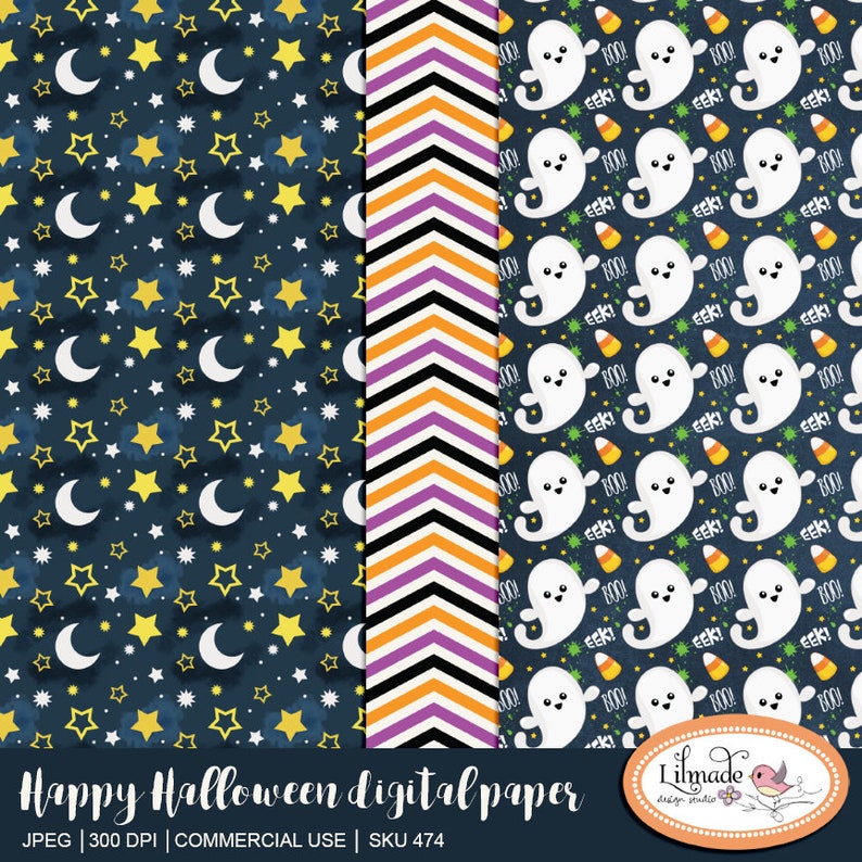 Halloween Digital Paper Halloween Ghost Scrapbook Paper - Etsy