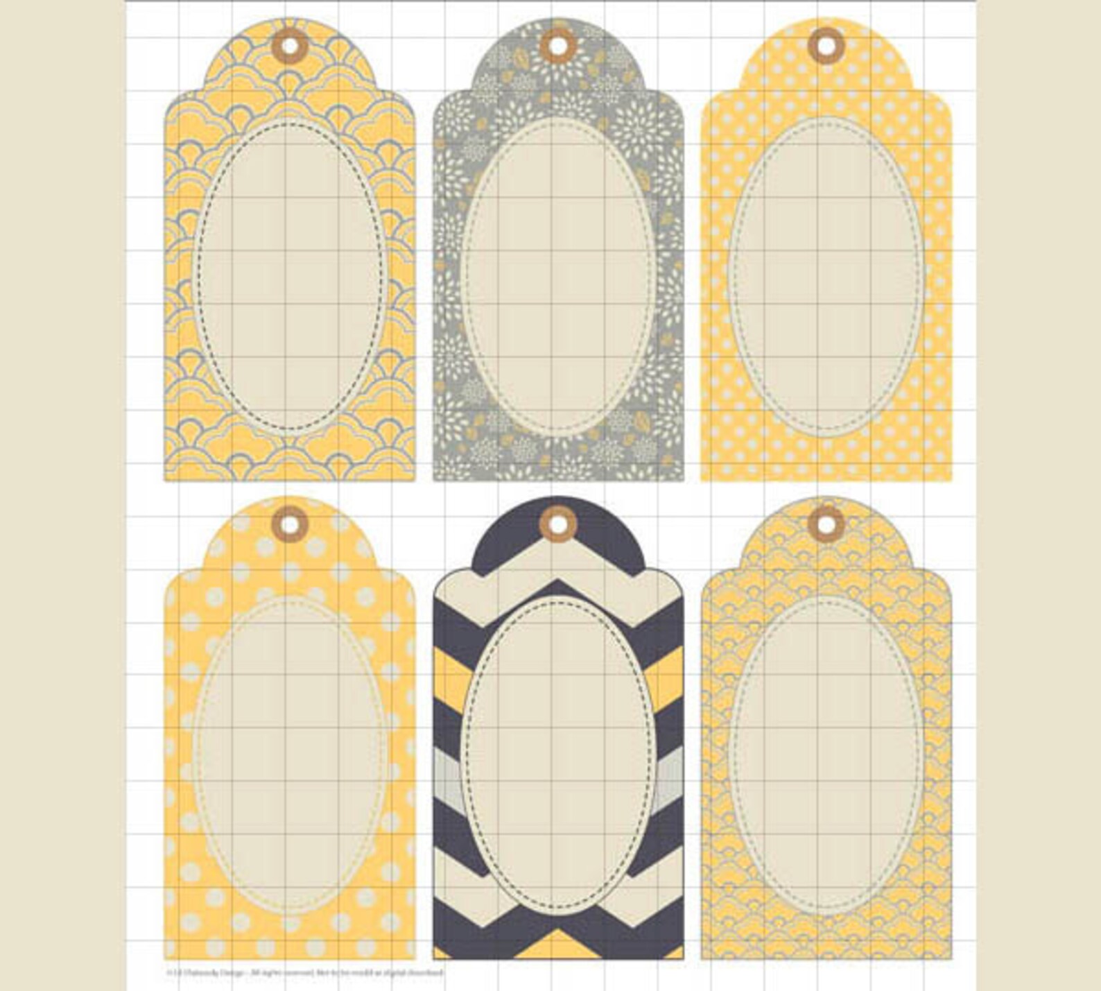 Yellow and Gray Printable Gift Tags, Candy Buffet Labels, Digital ...