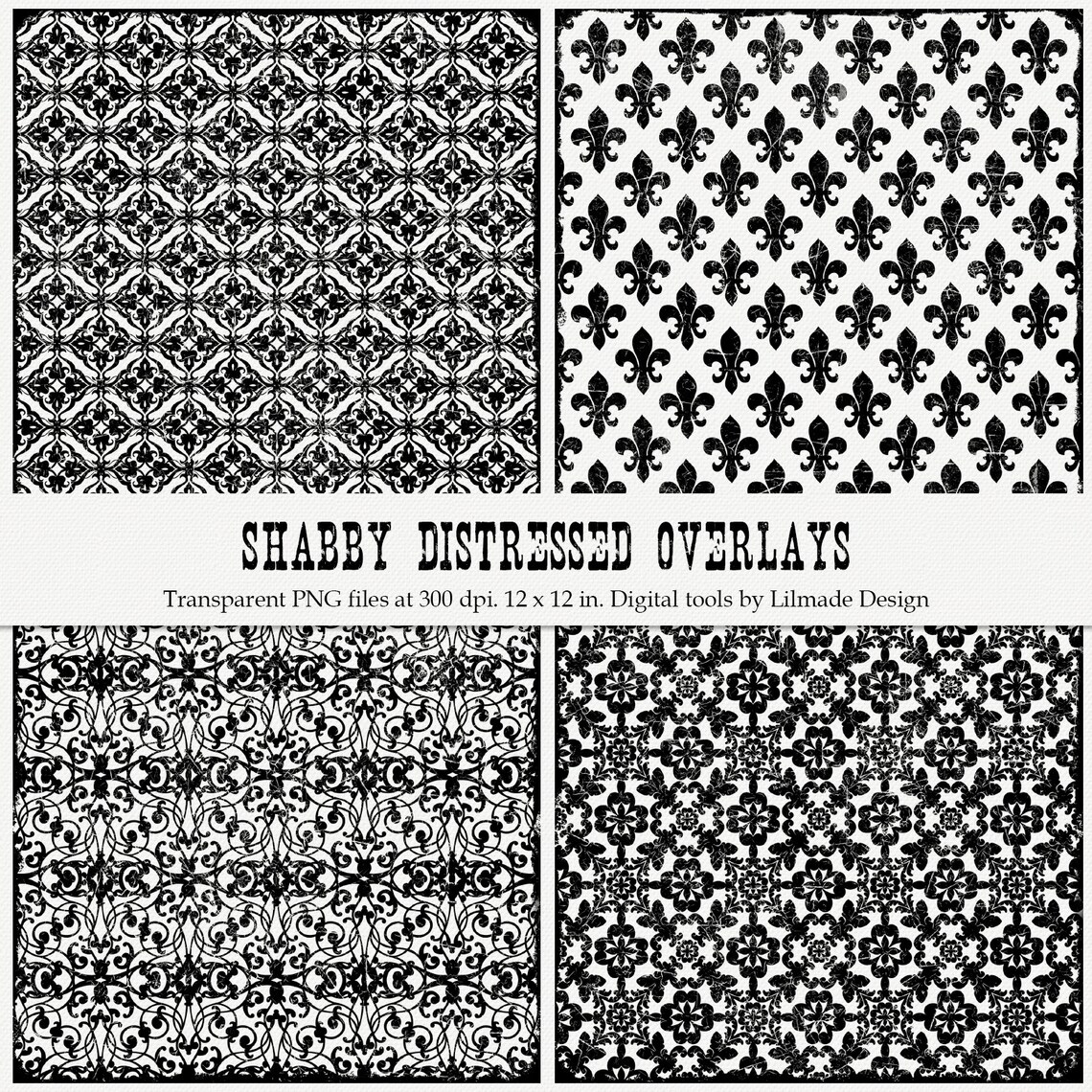 Shabby Worn Overlays, PNG Templates, Photoshop Templates, Paper ...
