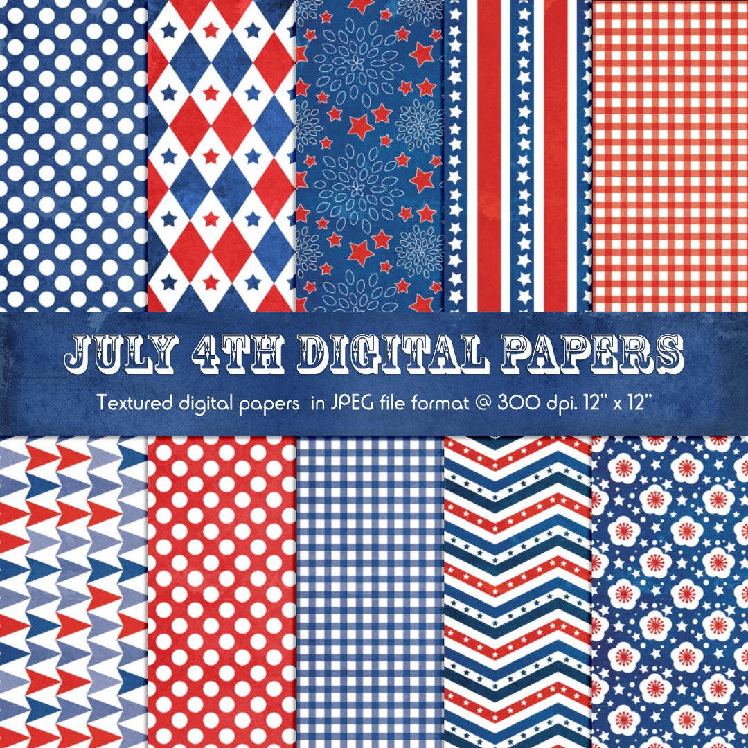July 4th Digital Papers for Commercial Use , Independence Day Digital ...