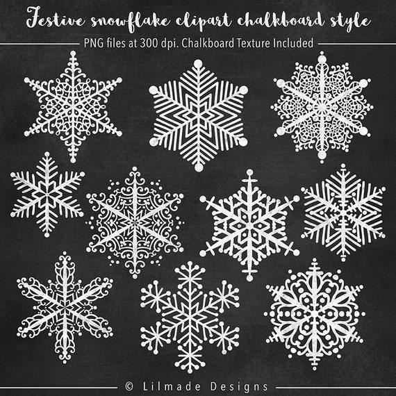 Snowflakes clipart, Christmas clipart, Winter clipart, chalkboard paper ...