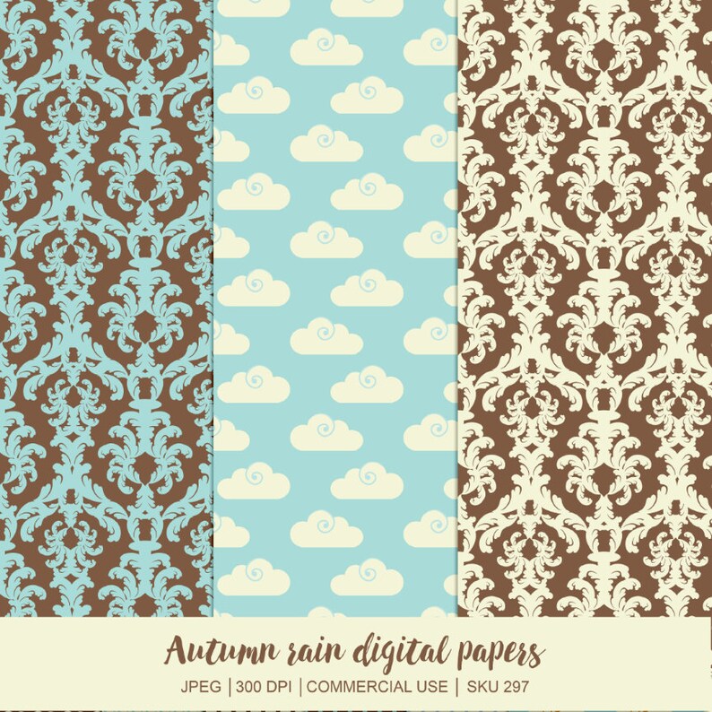 Fall Digital Paper, Damask Digital Paper, Houndstooth Digital Paper ...