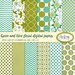 Green and Blue Floral Digital Paper, Quatrefoil, Large Polka Dot, Retro ...
