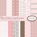 Pink and Brown Digital Paper Featuring Floral and Geometric Patterns ...