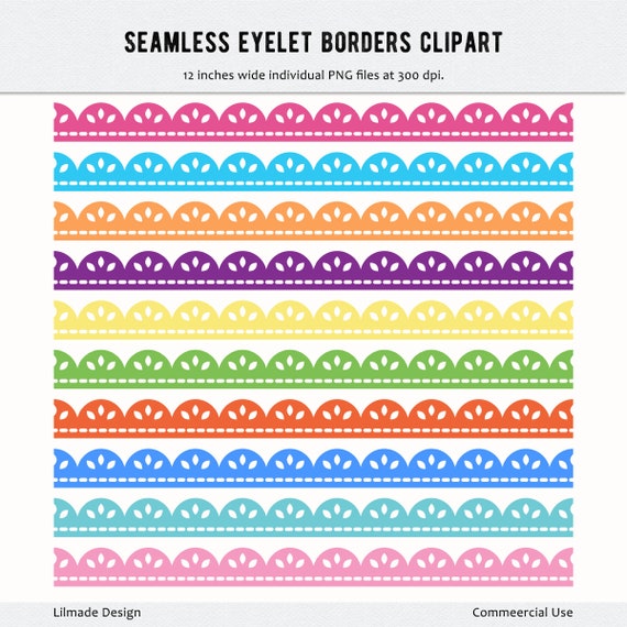 Seamless eyelet border clipart, eyelet lace clipart, ribbon clipart, digital lace, lace border ...