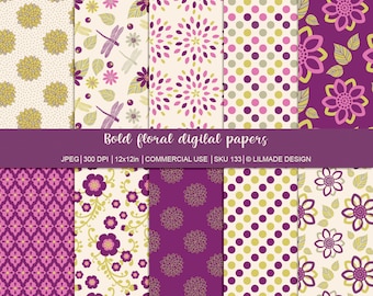 Digital Paper Pack Digital Scrapbook Paper in Purple Blue - Etsy