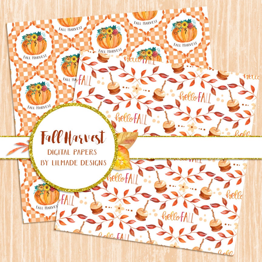 Watercolor Fall Digital Paper Watercolor Autumn Digital - Etsy