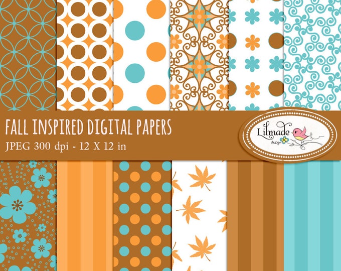 Fall Autumn Digital Papers Fall Digital Scrapbook Paper | Etsy
