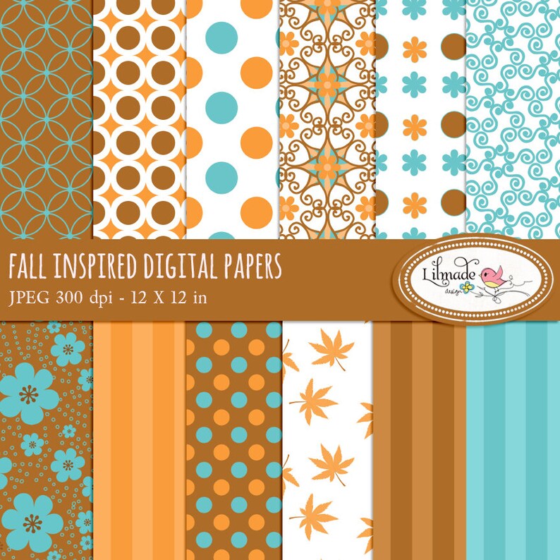 Fall Autumn Digital Papers Fall Digital Scrapbook Paper - Etsy