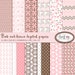 Pink and Brown Digital Paper Featuring Floral and Geometric Patterns ...
