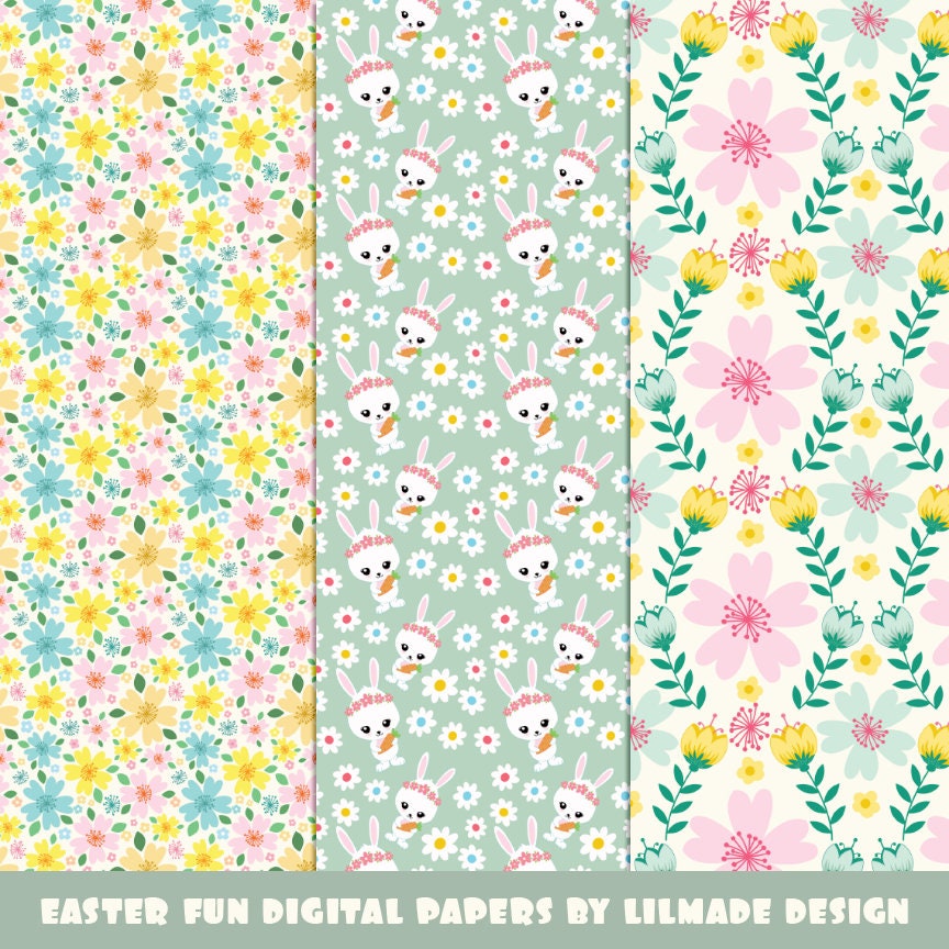 Easter Digital Paper Featuring Cute Easter Bunny Cliparts - Etsy