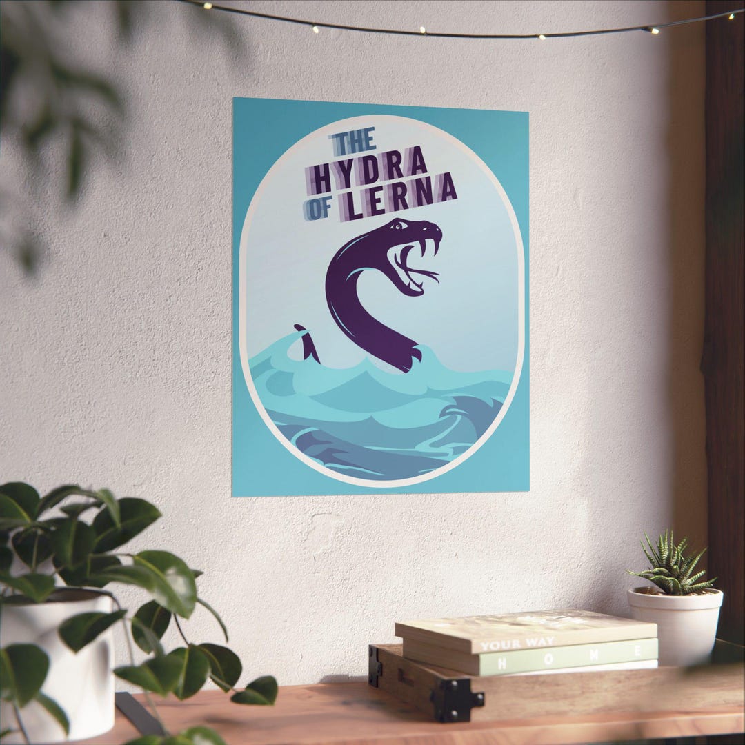 Mystical Hydra of Lerna Cryptid Poster, Mythology Art Print, Home Decor ...