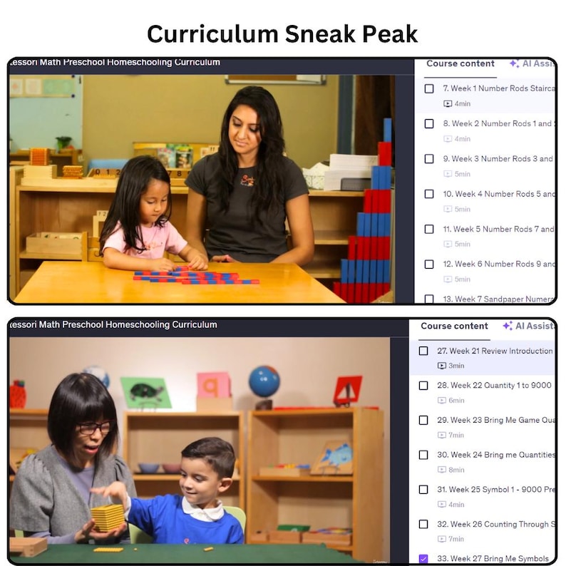 Montessori Preschool Math Homeschooling Curriculum With Hands-on Lesson ...