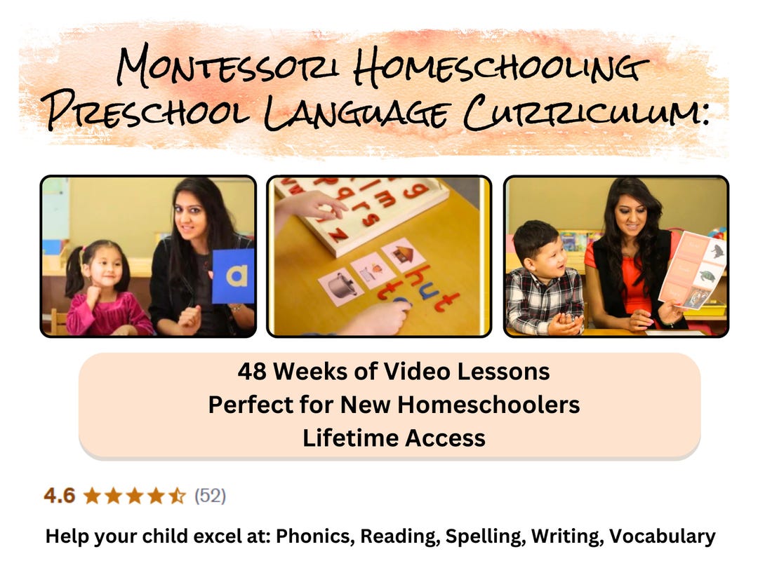 Montessori Preschool Language Homeschooling Curriculum With Hands-on ...