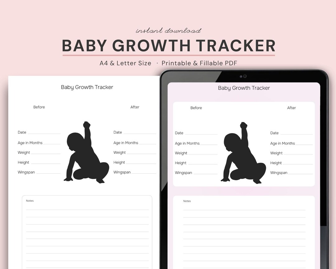 Baby Growth Tracker Printable and Fillable, Newborn, Nursery Checklist ...