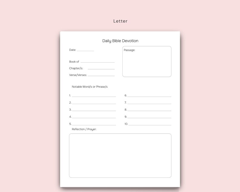 Daily Bible Devotion Printable, Printable Bible Study Planner Daily ...