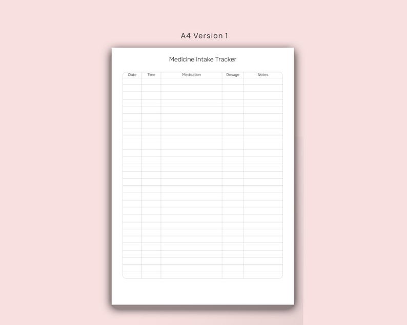 Medicine Intake Tracker, Printable Medicine Intake Tracker, Minimalist ...