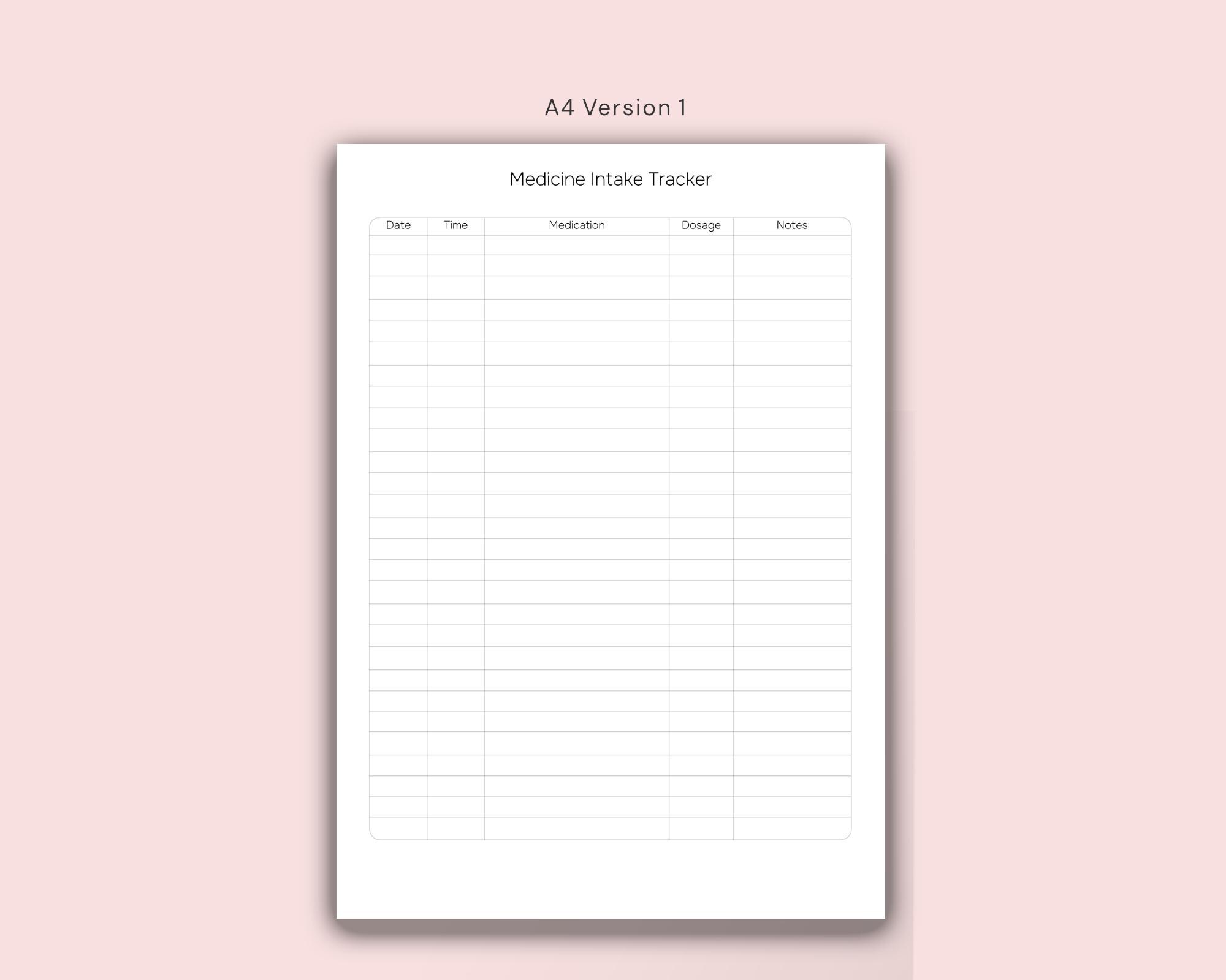 Medicine Intake Tracker, Printable Medicine Intake Tracker, Minimalist ...