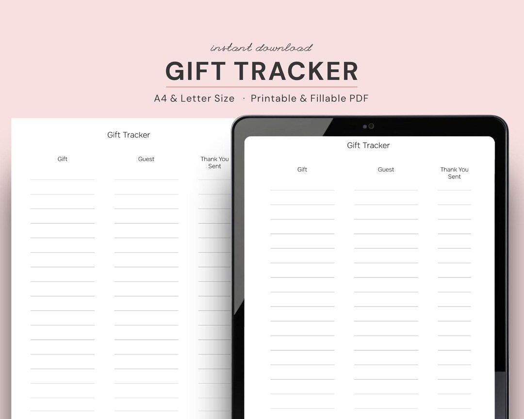 Gift Tracker Printable, Minimalist Gift Tracker, Thank You Tracker ...