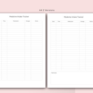 Medicine Intake Tracker, Printable Medicine Intake Tracker, Minimalist ...