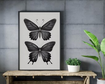 Butterfly Wall Art Print, Printable Art, Floral Butterfly Wall Art ...