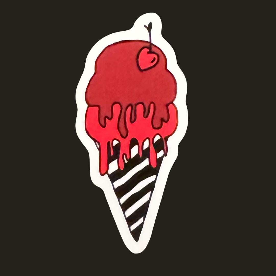Goth Ice Cream Cone Glossy Vinyl Sticker 2in Water Resistant Gothic ...
