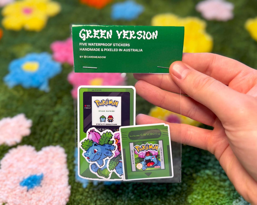 Pokemon Green Game Boy Sticker Pack | 5 Waterproof Stickers | Glossy ...