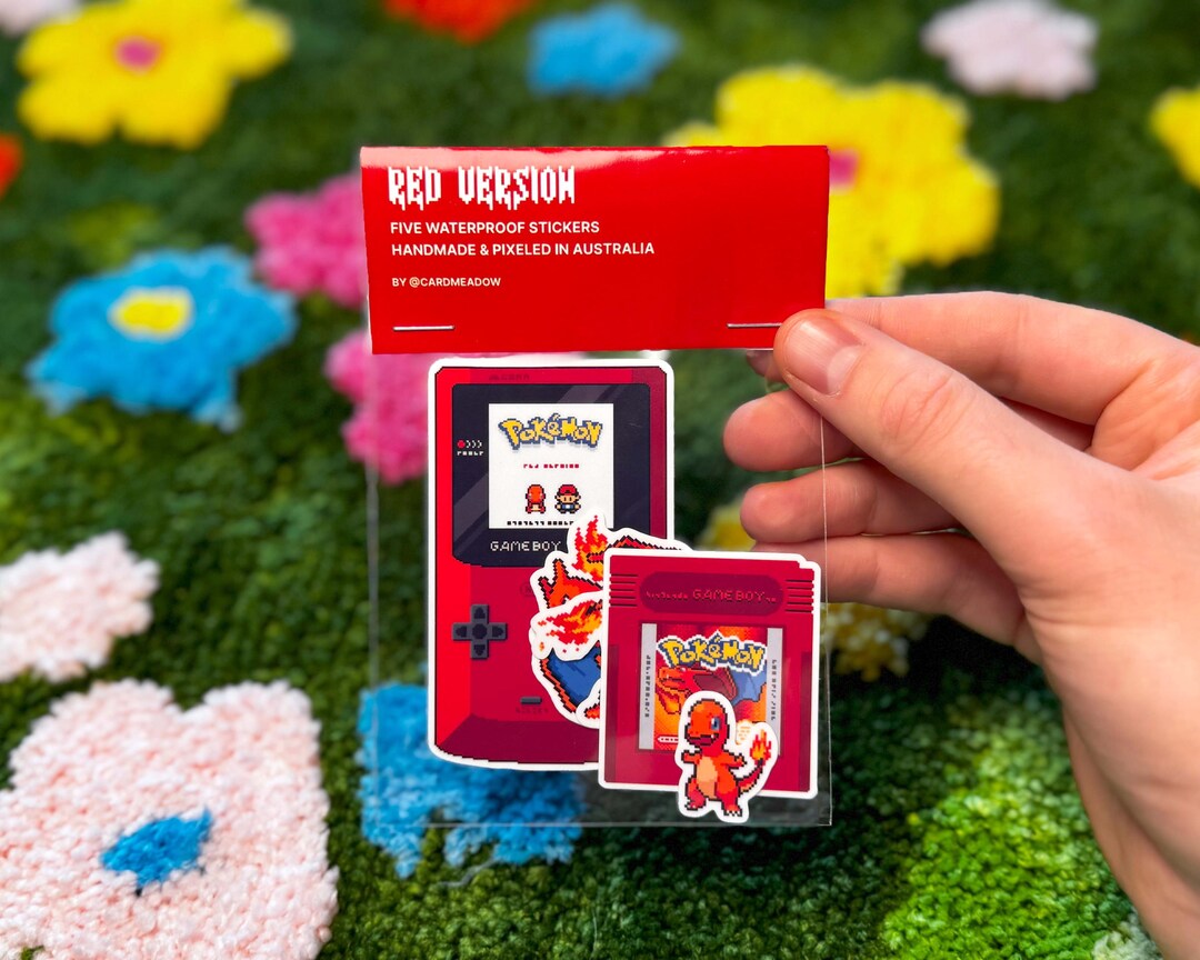 Pokemon Red Game Boy Sticker Pack | 5 Waterproof Stickers | Glossy ...
