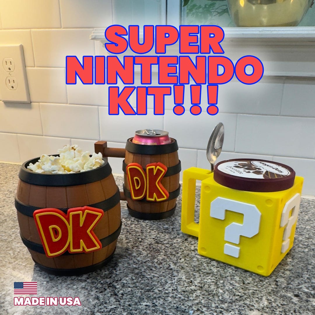 Nintendo Snack Kit: DK Barrel, Mario Bros Ice Cream Pint Holder - Etsy