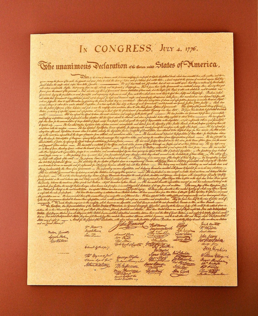 Declaration of Independence Engraved on Wood | Historical Wall Art ...