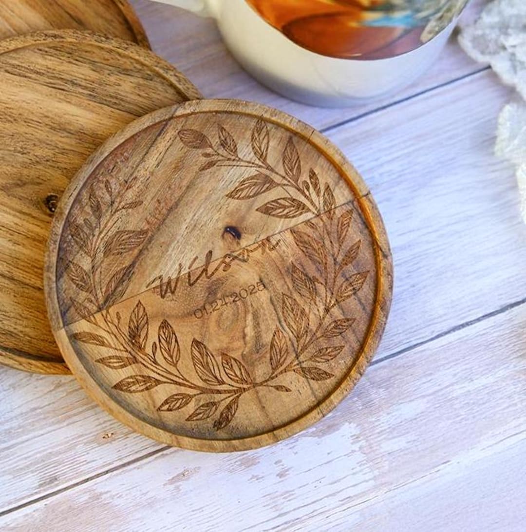 Personalized Wooden Coasters ｜custom Engraved Coasters Wedding Gift ...