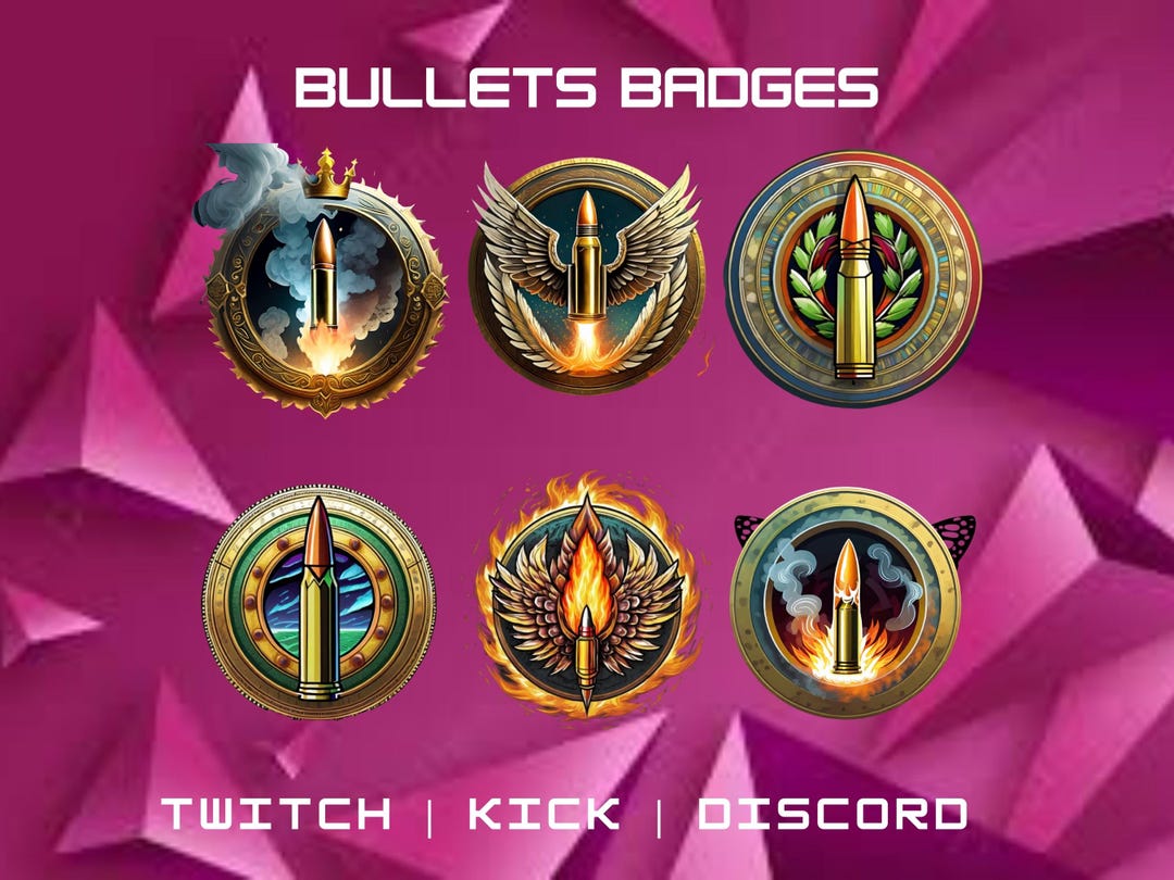 Twitch Bullets Badges | Sub Badges | Instant Download | Fire Badges ...